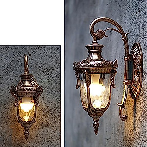 Bazargame Outdoor Wall Lantern,Outdoor Lighting Lantern Lamp,Dusk to Dawn Sensor Outdoor Wall Sconce,for Courtyard Garden House Garage Entrance（Bronze）