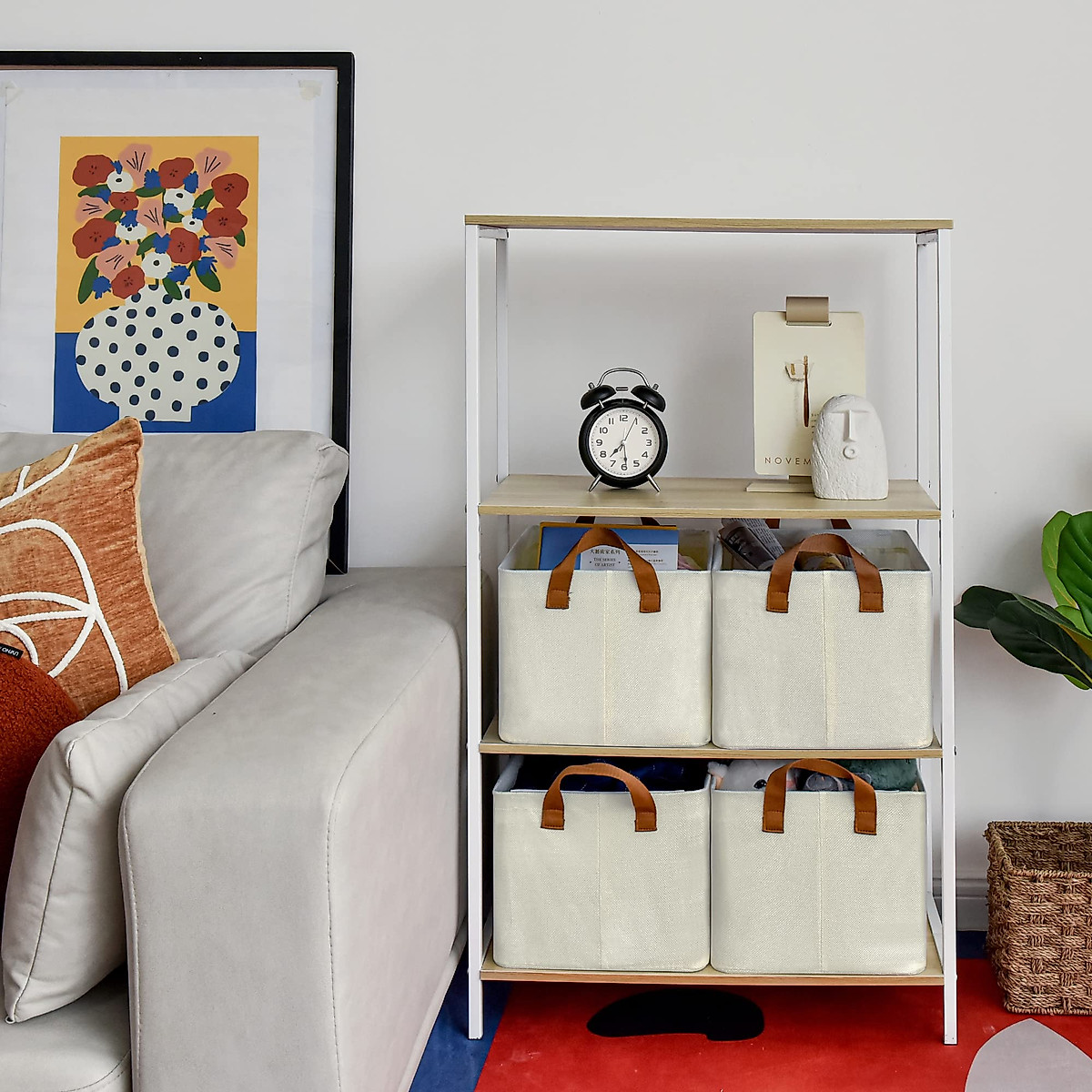 GRANNY SAYS Bundle of 4-Pack Storage Baskets for Organizing & 1-Pack Hanging Closet Organizer