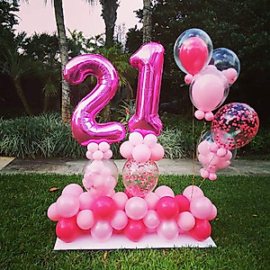 40 Inch Hot Pink 21 Number Balloons Giant Jumbo Huge 12 or 21 Foil Mylar Helium Number Balloons Dark Pink Birthday Mylar Digital Balloons 12th 21st Birthday Anniversary Events Party Decorations