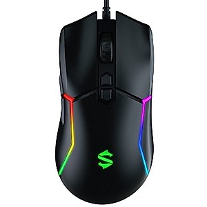 Black Shark Gaming Mouse Wired, USB Computer Ergonomic Mouse with 7 Adjustable DPI Up to 10,000, 7 Programmable Buttons, 5 Modes RGB Backlight, Optical Gamer Mice for Windows PC Laptop Mac
