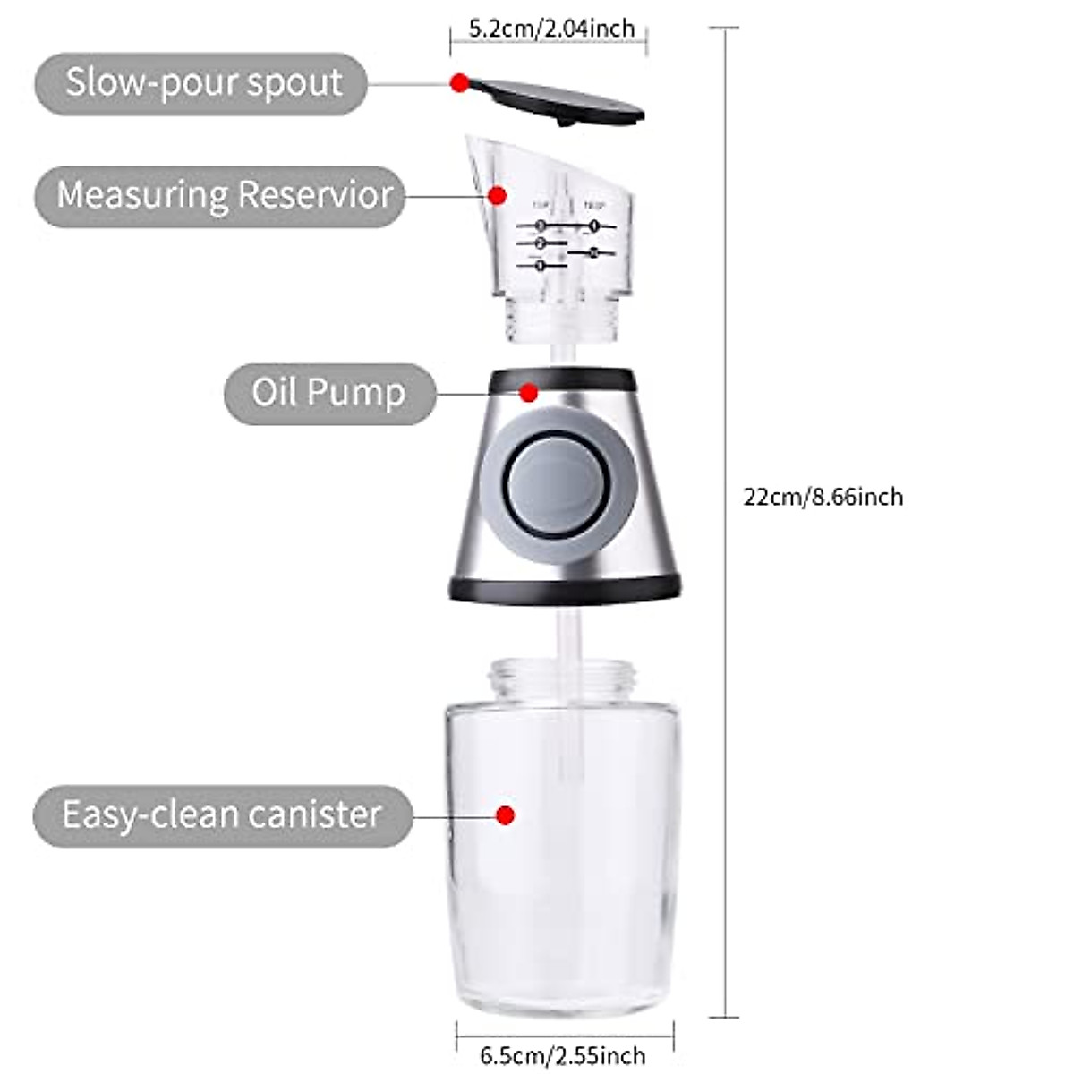 Golden Pearl Oil dispenser bottle for kitchen,Oil dispenser with Measurements,olive oil dispenser bottle,Oil and vinegar dispenser,Cruet salad dressing bottle for Kitchen（8.5 Oz）