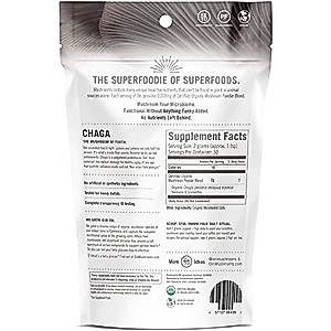 Om Mushroom Superfood Chaga Organic Mushroom Powder, 3.5 Ounce, 50 Servings, US Grown, Sacred Antioxidants & Immune Support, Superfood Mushroom Supplement