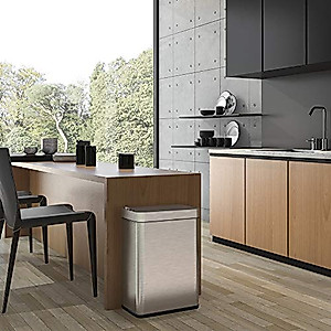 iTouchless 13 Gallon Wings-Open Sensor Trash Can with AbsorbX Odor Filter and Pet-Proof Lid, Stainless Steel, Automatic Touchless Garbage Prevents Dogs & Cats Getting in kitchen-waste-bins