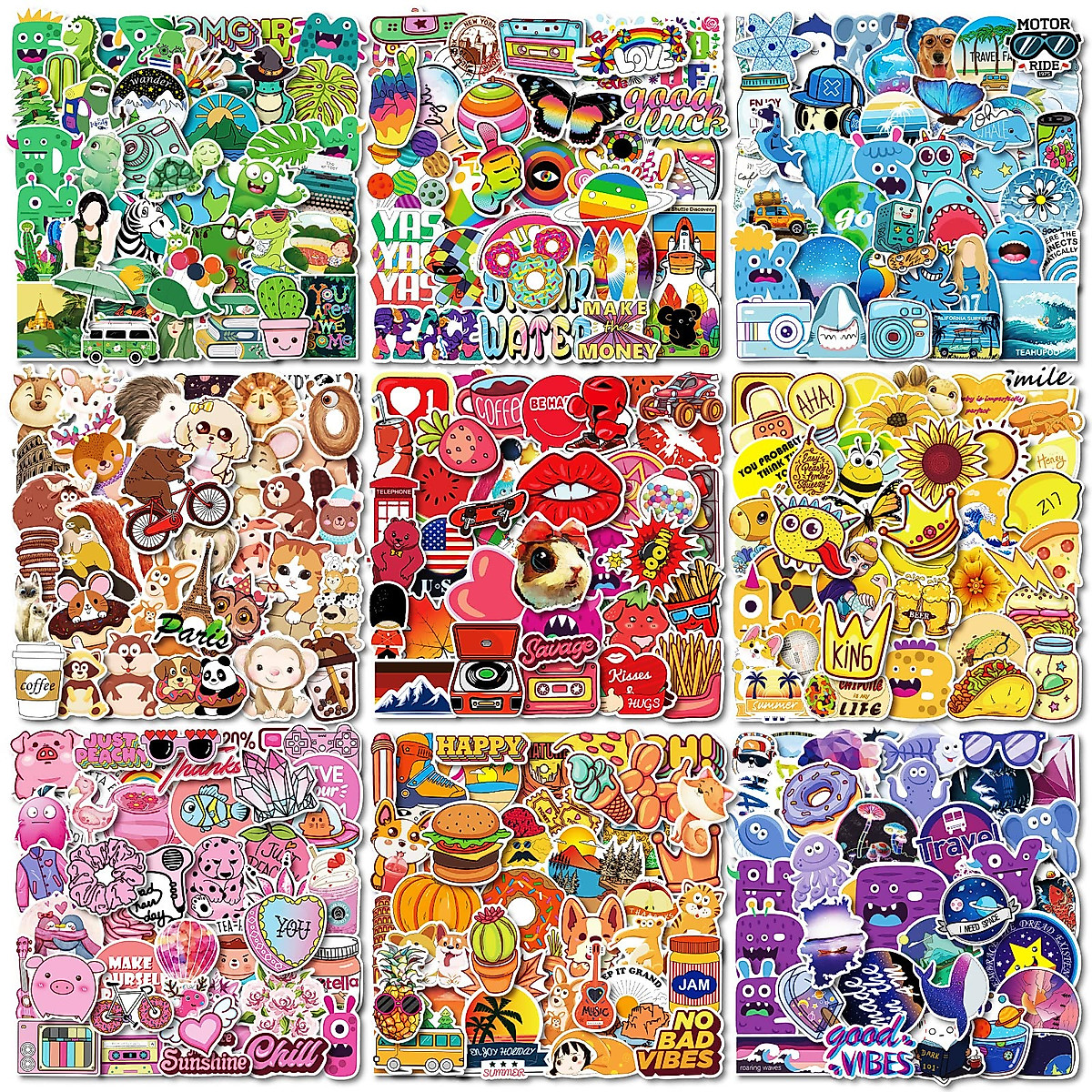 Mini Stickers for Kids, 600pcs Water Bottle Stickers Sheet for Teens, Adults, Cute Vinyl Waterproof Stickers Decals for Laptop, Scrapbook, Gift for Teacher, Student