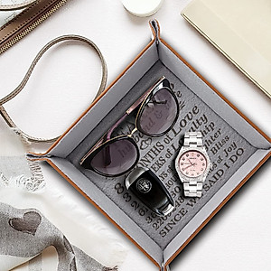 BELLA BUSTA-Traditional 7 years Anniversary-Forever to go-Engraved Wool Tray with Breakdown Dates-Storage & Organization Jewelry Trays (Husband & Wife)