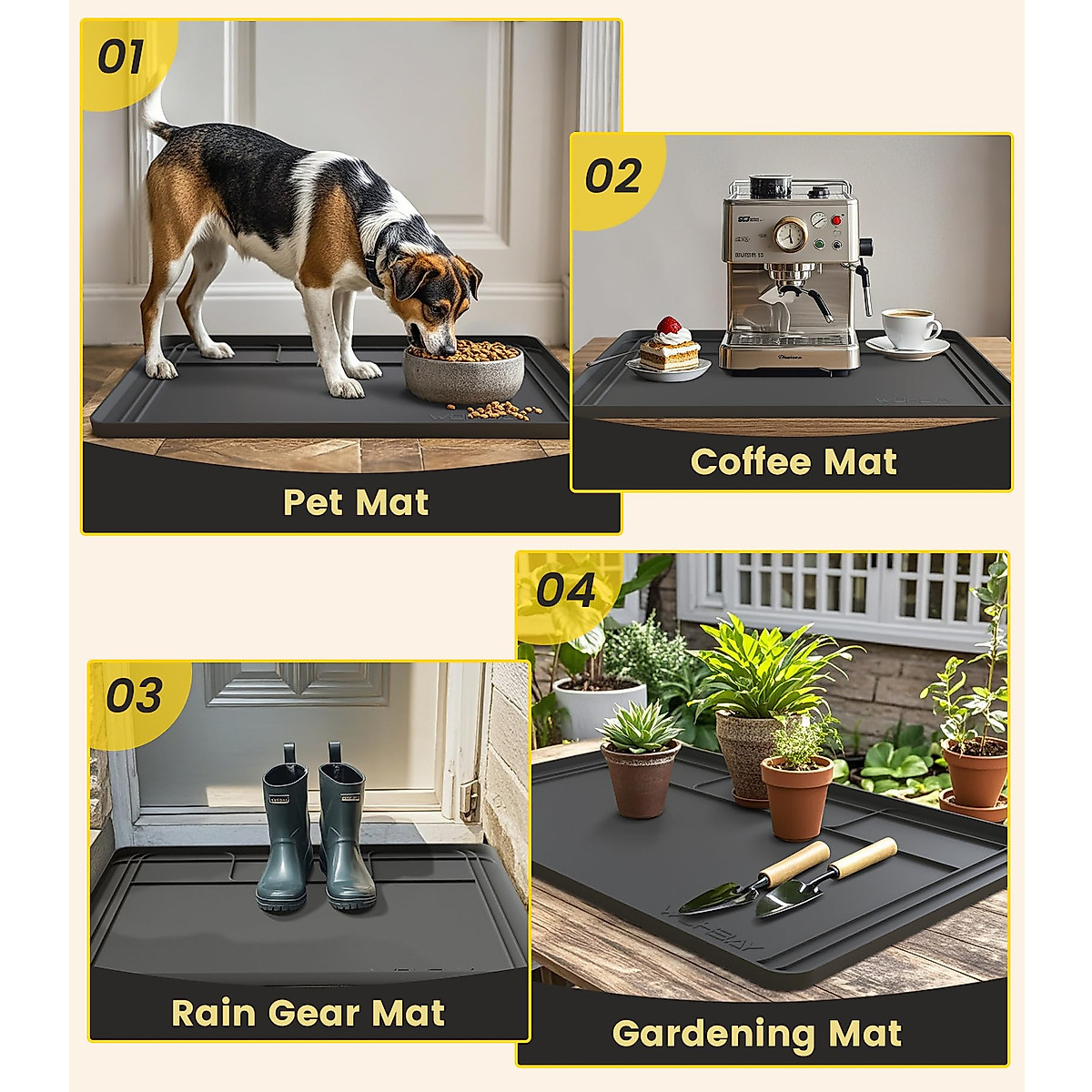 Under Sink Mats for Kitchen Waterproof, Cut to Fit Under Sink Drip Tray for Kitchen Bathroom Cabinets, Silicone Sink Liner Hold Up to 3.3 Gallons Liquid, 34" X 22" Or Smaller - Grey