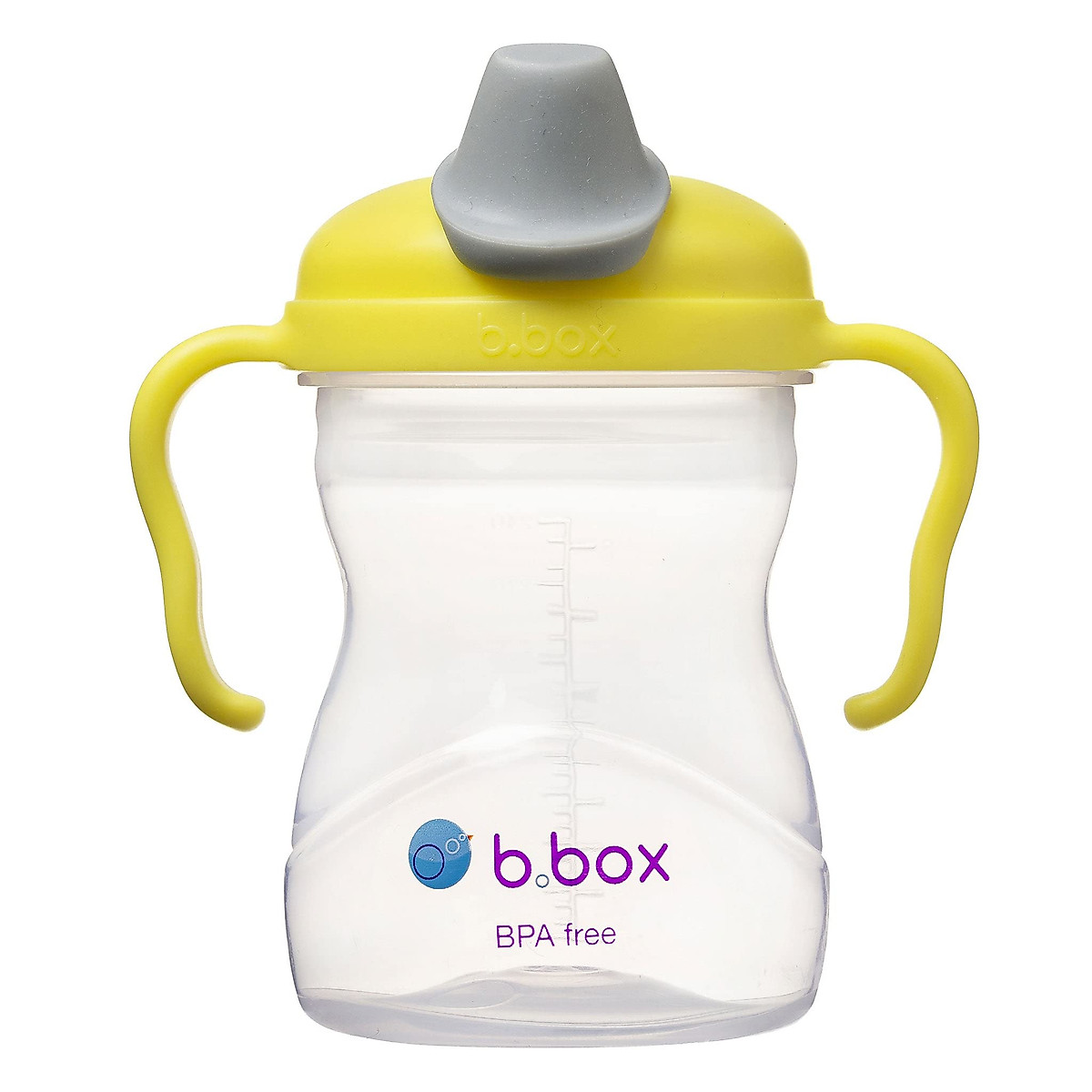b.box Bottle to Cup Transition Pack - Includes 4 Lids (Nipple, Spout, Straw, Training Cup Lid), BPA-Free, Dishwasher-Safe, Ages 4+ Months (Lemon, 8oz)