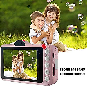 Multifunction Kids Digital Camera for Kids Birthday New Year Gifts Camera 3.5inch Screen Rechargeable Front and Back Double Lens 2mp for Boys Girls 2023 (Pink)