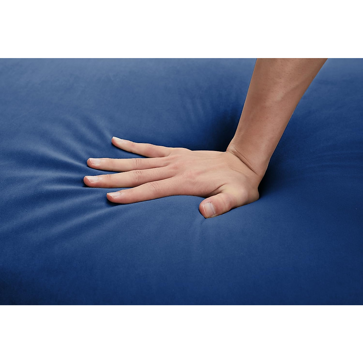 BeiXuan Modern Eucalyptus Wood Frame Convertible Loveseat Sofa Bed,2-Seat Couch Leisure Chair with Upholstery Pillows,for Living Room/Reading/Bedroom/Apartment/Small Space,Blue Velvet