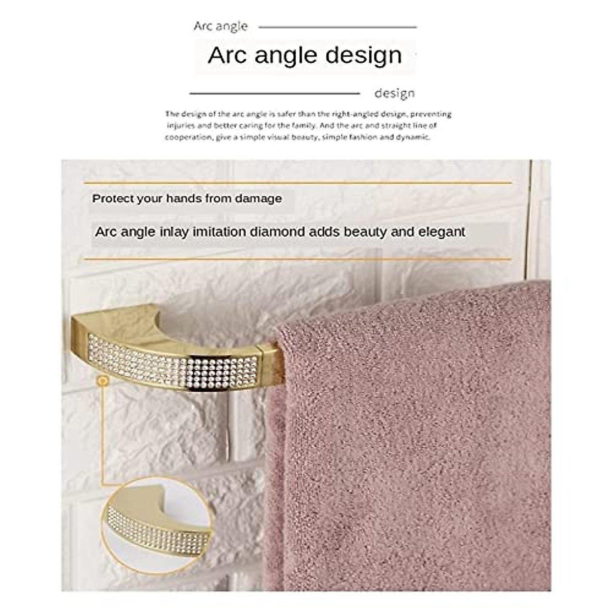 Towel BAR Rack Towel Rail for Bathroom,Copper Crystal Toilet Towel Rail Rack,Towel Holder Bathroom Hand Towel Holder Hanger Wall Hanging Kitchen Towel Bar Storage Shelf