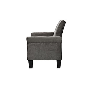 Lepfun Accent Living Room Chairs Modern Linen Fabric Comfy Reading Armchair for Bedroom Small Spaces Apartment Office, Charcoal Grey