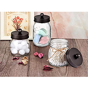 Mason Jar Apothecary Storage Lids - Jars NOT Included - Bathroom Accessory Lids for Modern Farmhouse Bathroom Decor - Rustproof Stainless Steel Lid with Waterproof Stickers / 2-Pack (Bronze)