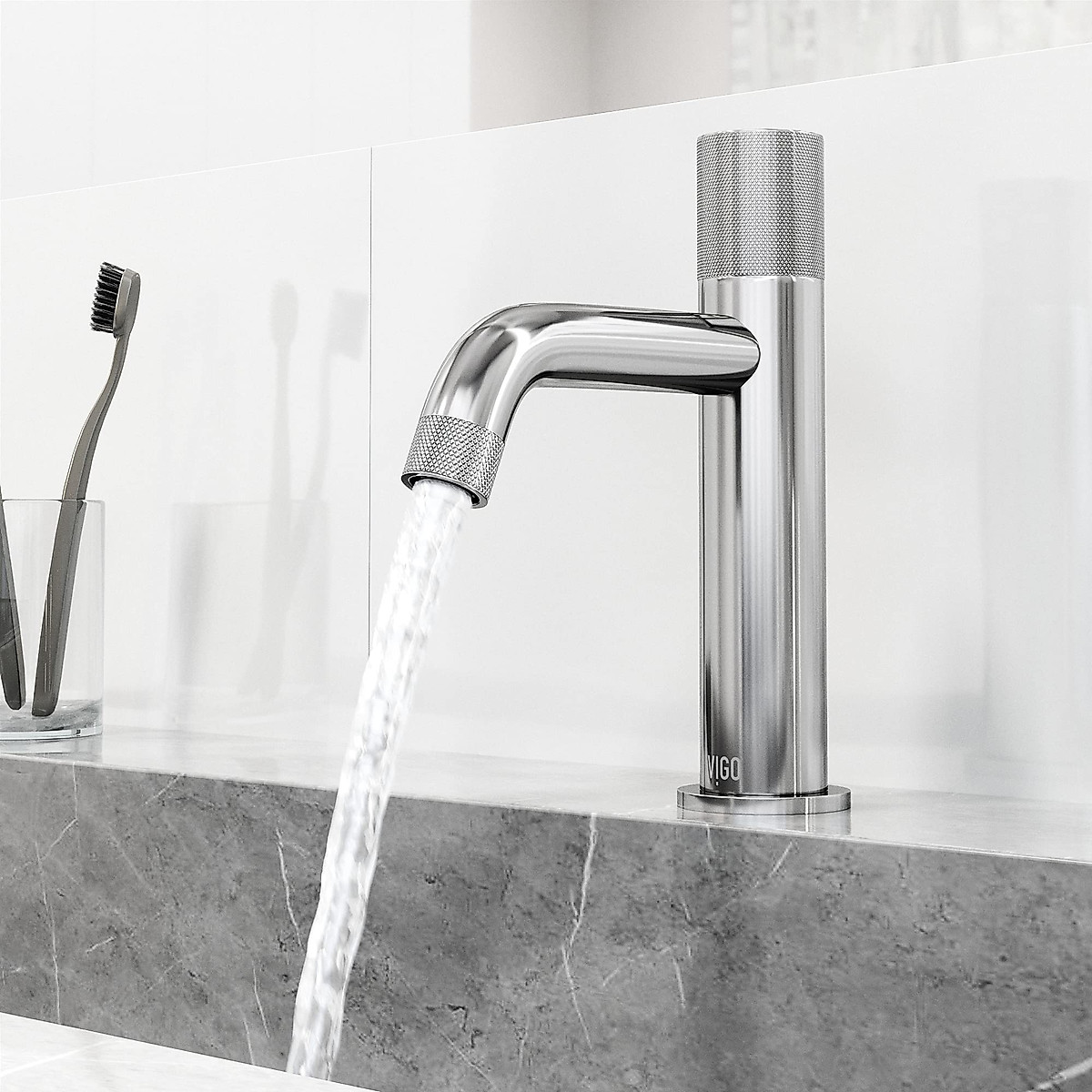 VIGO Apollo 8'' H Button Operated Single Hole Bathroom Faucet in Chrome-VG01048CH