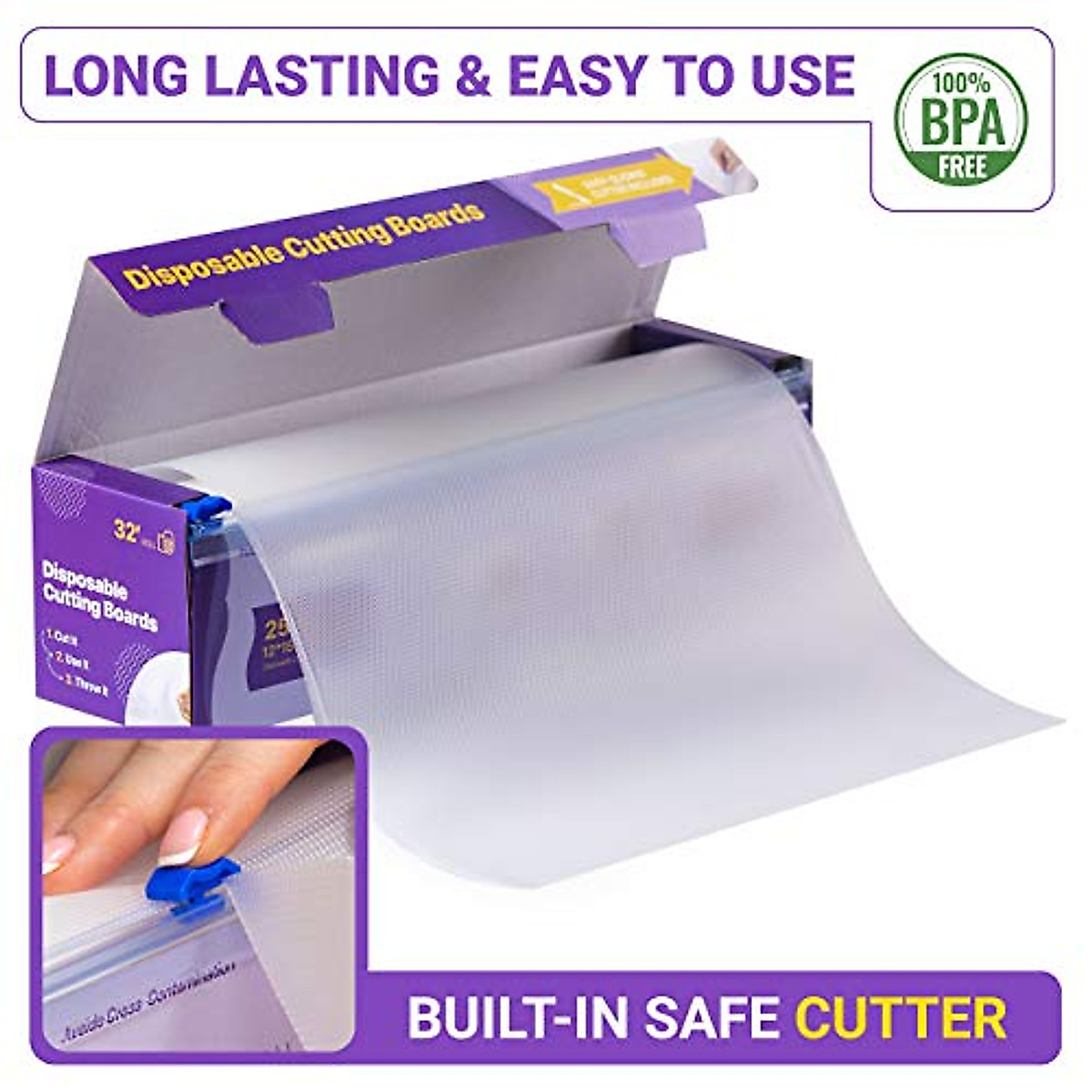 Disposable Plastic Cutting Board Sheets for BBQ & Camping – Large Flexible Chopping Boards – Cutting Mats for Kitchen and Outdoor 32'