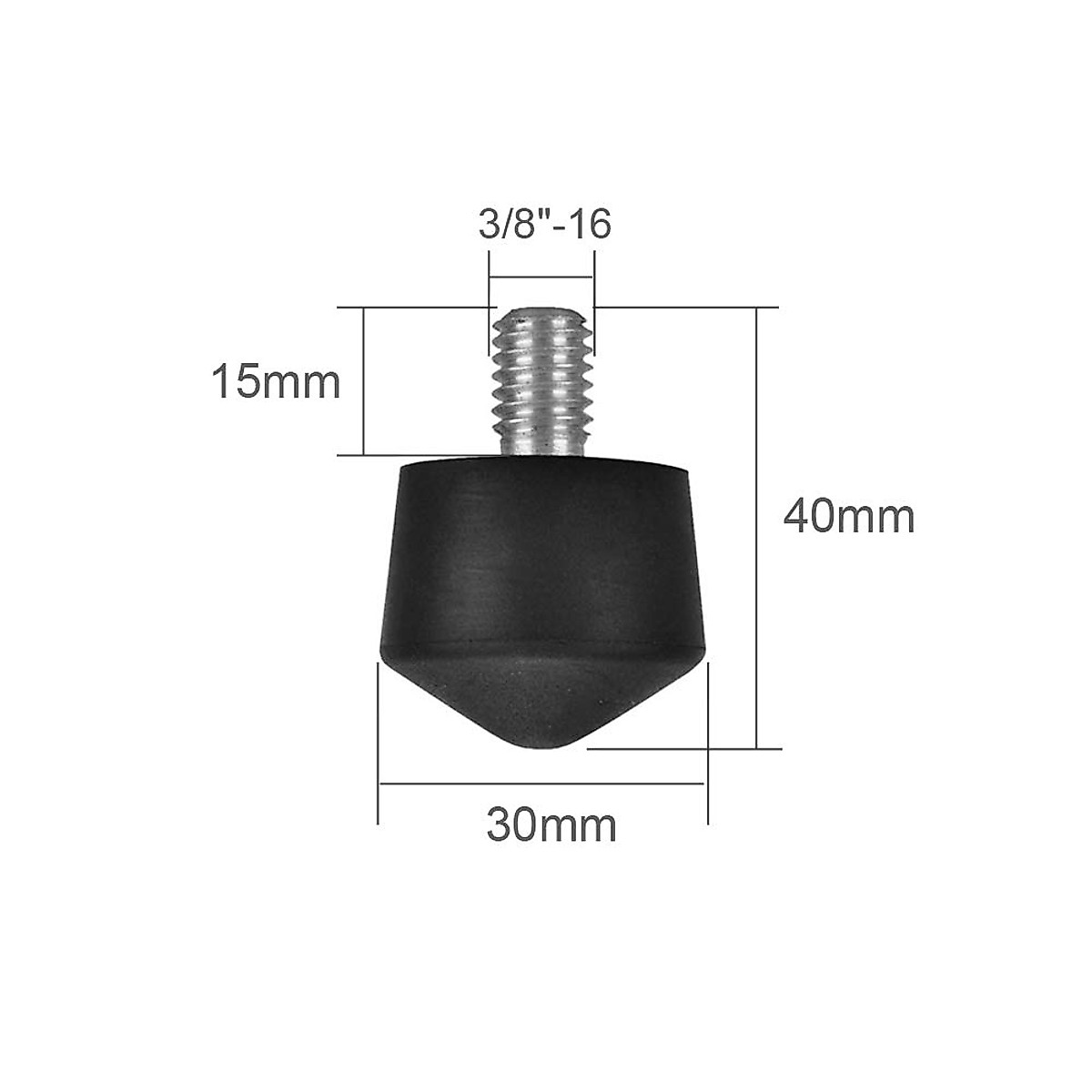 Foto&Tech Universal Anti-Slip 3/8" Rubber Foot Spike Compatible with Andoer Benro Gitzo Induro Kingjoy Manfrotto Weifeng RRS 3/8"-16 Thread Tripod Monopod on Smooth Uneven Surface 30mm x 40mm (3 PCS)