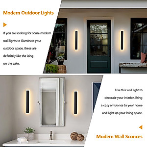 YAOWSZM Outdoor Wall Light LED Modern Outdoor Lights 12W Black Exterior Light Fixture 23.6in Acrylic Outdoor Sconce Lights IP65 for Porch Patio Garage Garden