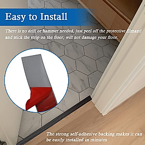 Floor Transition Strip Self Adhesive Floor Cover Strips Flooring Transitions Laminate 2" Wide Vinyl Flat Divider Elegant Wood Grain Design (5cm, 3.3Ft, Dark Gray)