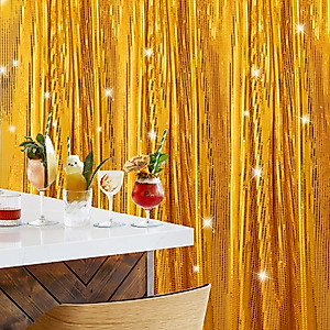 Sugargirl Gold Sequin Backdrop Curtain 2 Panels 2FTx8FT Glitter Disco Party Background Drapes Mirror Foil Backdrop for Wedding Birthday Wall Decor