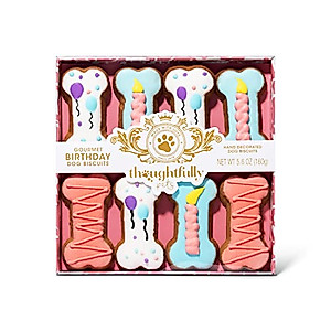 Thoughtfully Pets, Boy and Girl Dog Birthday Cookies Gift Set, Includes Hand Decorated Dog Biscuits for Dog's Birthday, Pack of 8
