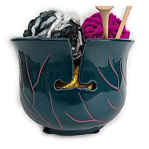 ABHANDICRAFTS Ceramic Yarn Bowl for Knitting – Large Yarn Holder, Crochet Storage, Perfect Funny Gift for Knitters