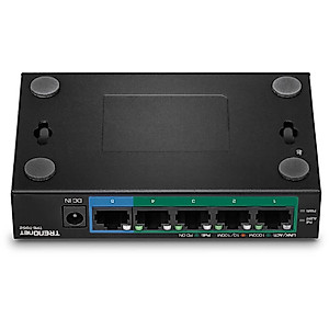TRENDnet 5-Port Gigabit PoE+ Switch, 32W PoE Power Budget, 10Gbps Switching Capacity, IEEE 802.1p QoS, DSCP Pass-Through Support, Fanless, Wall Mountable, Lifetime Protection, Black, TPE-TG52