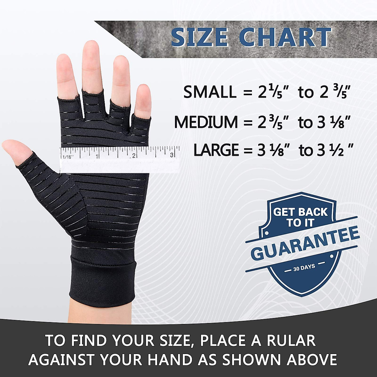 HENOTIC Copper Arthritis Gloves for Women Men, Fingerless Breathable & Moisture Wicking Arthritis Compression Gloves for Relieving Carpal Tunnel Aches, Rheumatoid Pains, Joint Swell