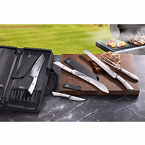 Cangshan Elbert Series German Steel Forged 6-Piece BBQ Knife Set, White