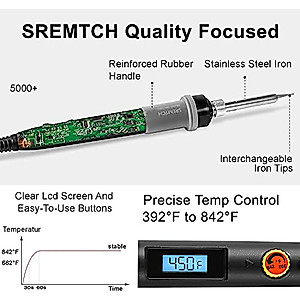 Soldering Iron Kit Electronics,80W Digital LCD Display Welding Iron (392℉ - 842℉) With On/Off Switch And Temperature Adjustable, Fast-Heating Ceramic Thermostatic Design Soldering Kit