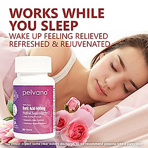 Pelvana Boric Acid Suppositories for Women 30 - for Vaginal pH Balance, Odor Control, Itching, & Discharge - Third-Party Tested & Made in The USA
