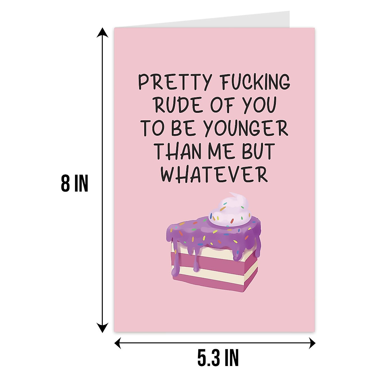 Qiliji Funny Birthday Card for Men Women, Humorous Birthday Card for Friend Sister Brother, Rude To Be Younger Than Me But Whatever