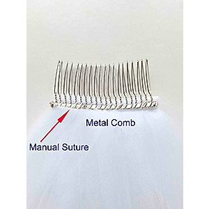 AMAJIERUIZE Women's Short 2 Tier Pearls Wedding Bridal Veil With Metal Comb (Ivory)