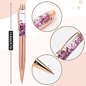 PAFUWEI 4 Pack Rose Gold Retractable Ballpoint Pen Metal Ball Pens Bling Dynamic Liquid Sand Pens Chunky Pens for Office School Supplies, Medium Point, Black Ink
