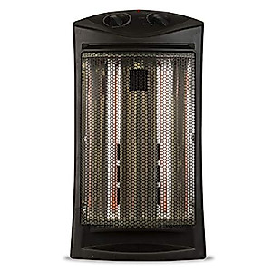 BLACK+DECKER Infrared Radiant Quartz Tower Heater, 1500W Space Heater with Adjustable Thermostat, Portable Heater with 2 Settings, Personal Heater for Home and Office, BHTI06, Black