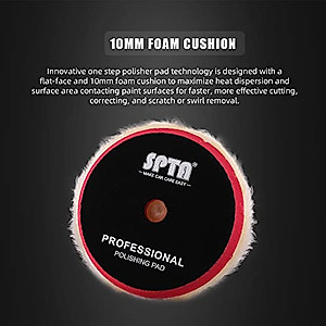 SPTA Wool Polishing Pads, 2Pcs 6 Inch (150mm) Wool Cutting Pad, Yellow Wool Buffing and Polishing Pad Set, Wool Buffing Wheel for Medium Cut for 6 Inch Car Polisher Polishing, Buffing and Cutting