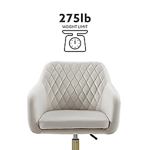 Linon White Quilted Brooklyn Office Chair, Metal