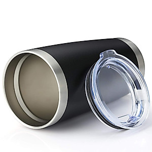 MEWAY 20oz Tumbler Cup Double Wall Vacuum Insulated Travel Mug Bulk, Stainless Steel Tumblers with Lid and Straw, Durable Powder Coated Coffee Cups for Cold & Hot Drinks (Black, 1)