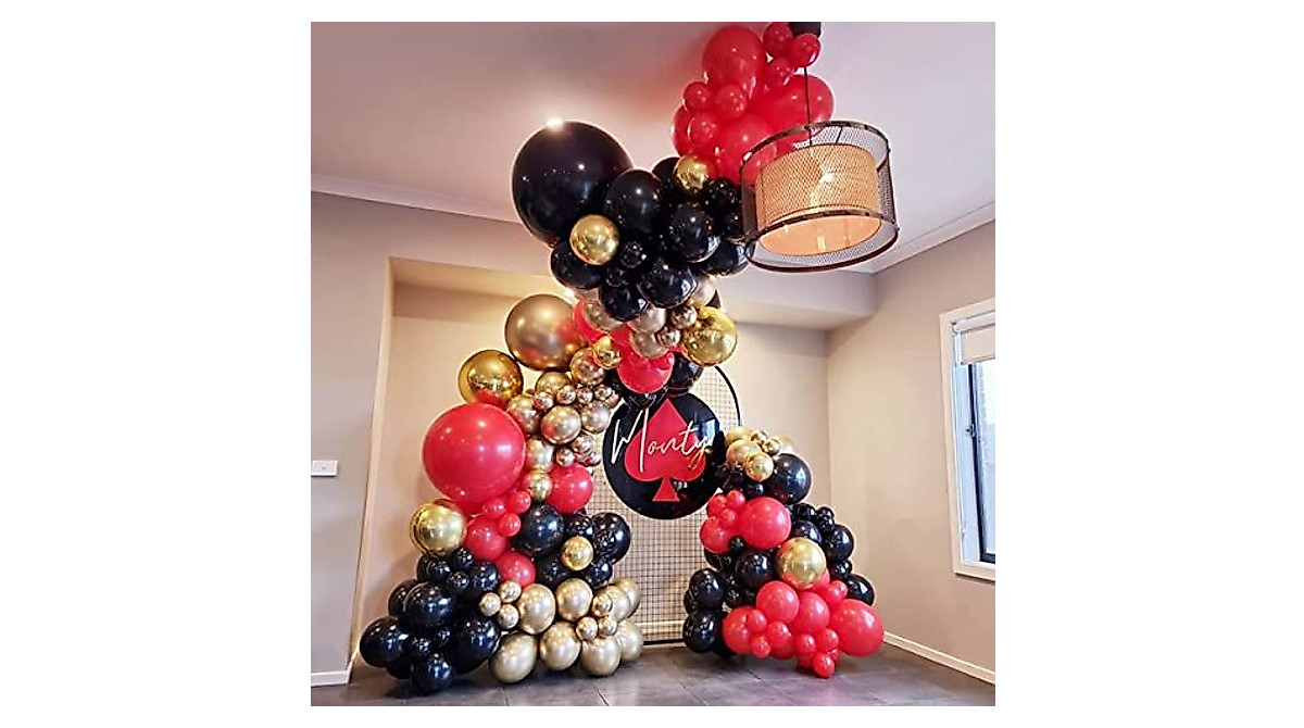 Red Black Gold Balloon Garland Kit for Weddings & Parties