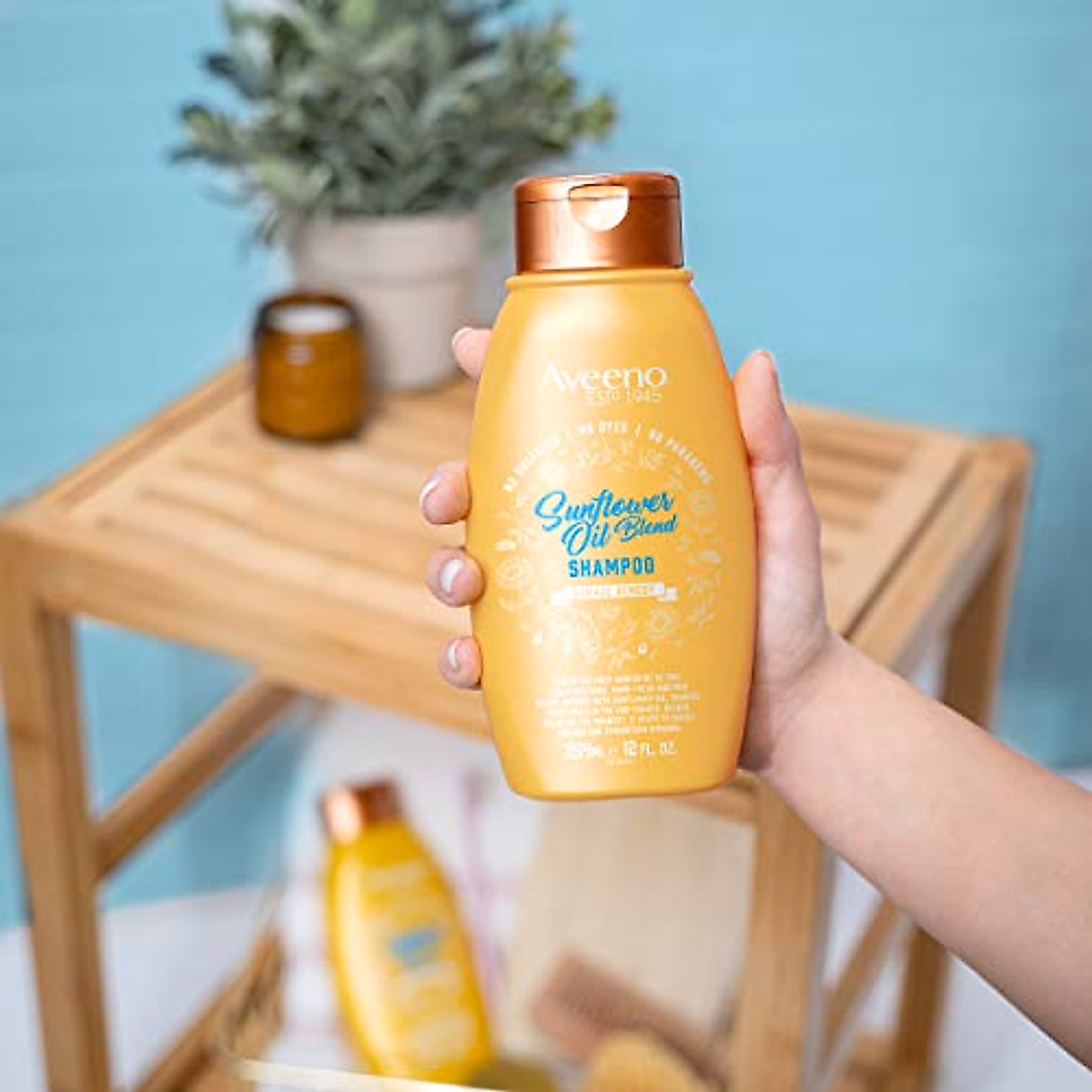 Aveeno Deep Moisturizing Sunflower Oil Blend Shampoo with Oat for Dry Damaged Hair, Dye, Paraben & Sulfate Surfactants Free, 12 Fl Oz