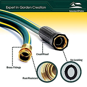 Solution4Patio Homes Garden 3/4 in. x 25 ft. Garden Hose, Brass Fittings, No Kink, No Leaking, Heavy Duty, High Water Pressure, for Extremely Weather 12 Year Warranty, No DOP, Environmental-Friendly