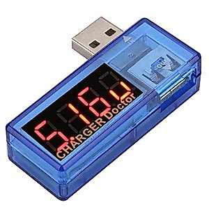 ViaGasaFamido USB Tester Portable Voltage Tester USB Current Voltage Meter Tester Voltmeter Ammeter Voltage Monitor Current Meter Detector (Blue)