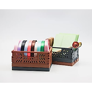 Chloe Emily & Co Stylish Stackable Storage Bins | Sets Plastic Sturdy Foldable Storage Crates for Office, Pantry, Bathroom & Kitchen Organization | Set of 4 (Extra Small, Black/Brown), X-Small