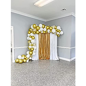 WISPET Gold Sequin Backdrop Curtains 2 Panels 2FTx8FT Glitter Gold Drapes Photo Backdrop Party Wedding Baby Shower Curtain Sparkle Photography Background