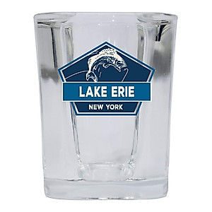 R and R Imports Lake Erie New York Souvenir 2 Ounce Square Base Liquor Shot Glass