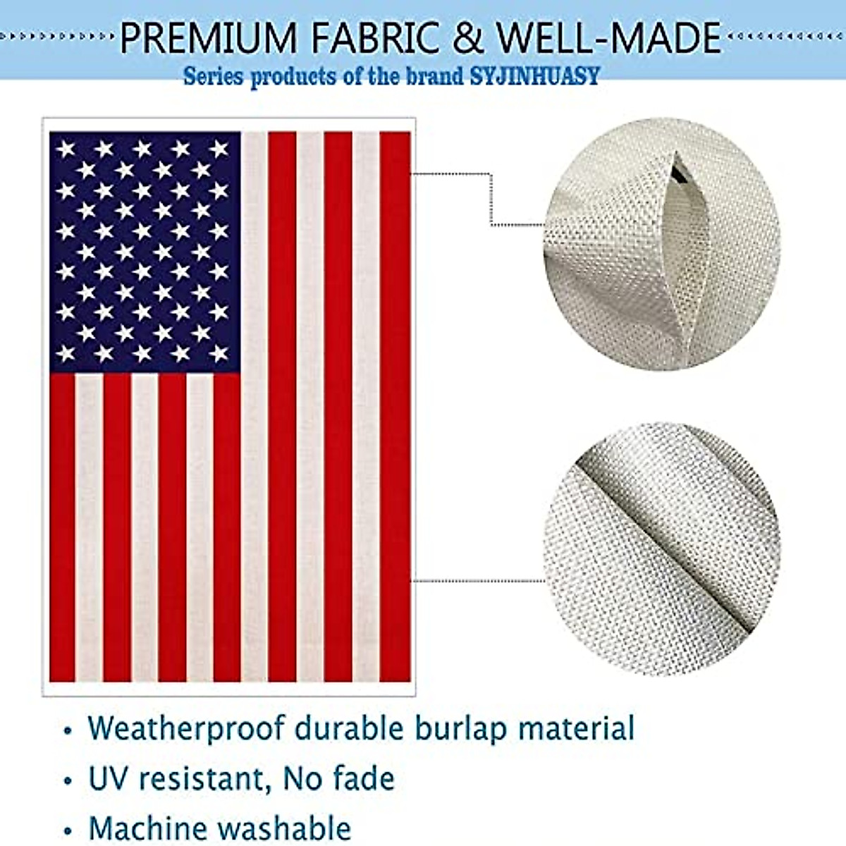 USA Garden Flag Double Sided American Flag Garden Flag Thick Weatherproof Burlap 4th of July Garden Flag ​US Garden Flag Perfect Decor for Outdoor Yard Porch Patio Farmhouse Lawn,12x18Inch