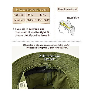 FURTALK Bucket Hats for Women Washed Cotton Packable Summer Beach Sun Hats Mens Womens Bucket Hat with Strings for Travel