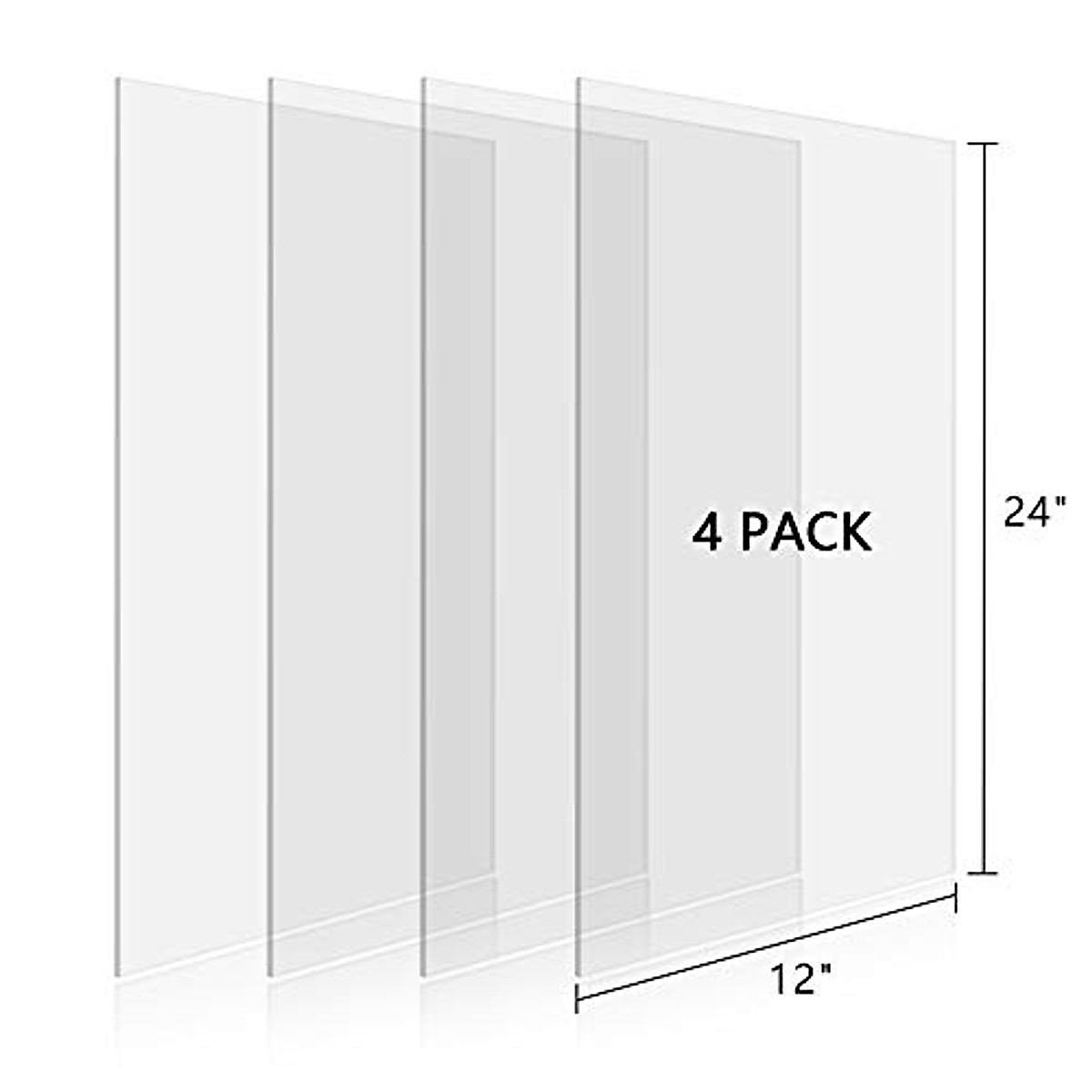 Ludery 4pack 12x24 Clear Acrylic Sheets 1/8 Thick, 12x24" Plexiglass Sheets 1/8 inch Thick - 3mm Cast Acrylic Plexiglass Sheet for Sign, Photo Frame, Craft, DIY Display Projects