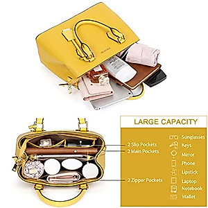 BOSTANTEN Women Leather Handbag Designer Top Handle Satchel Shoulder Tote Bags Crossbody Purses Yellow