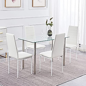 Clear Glass Dining Table 45.3" * 23.6" * 29.5", Rectangular Kitchen Table with Tempered Glass Tabletop and Chrome Legs, Clear Glass Kitchen Table for Restaurant, Apartment and Small Space