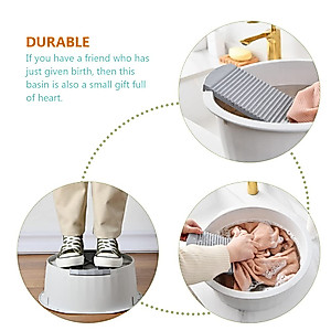 Gadpiparty Washboard Basin for Hand Washing Clothes 1 Set Plastic Non-Slip Washtub with Integrated Washboard for Home Small Delicate Articles Hand Washing Clothes, Grey