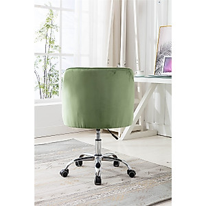 CNANXU Velvet Swivel Shell Chair with Adjustable Height,Accent Swivel Desk Chair,Modern Leisure office Chair for Living Room (Green)